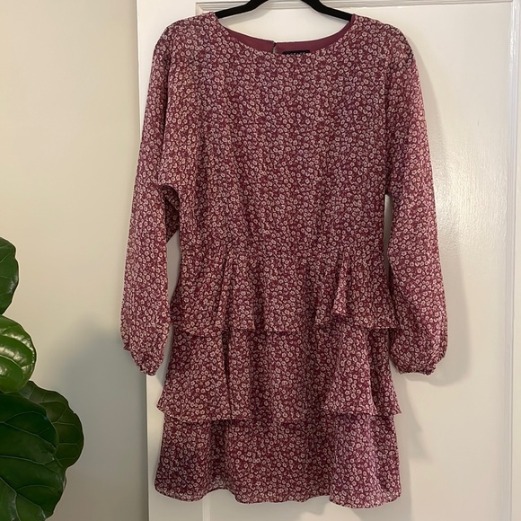 1. State | Dresses | State Pink Floral Tiered Long Sleeve Mini Dress ...